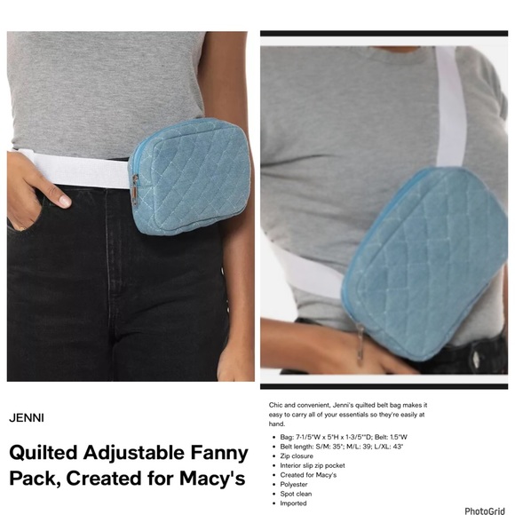 Jenni | Bags | Jenni Sm Denim Blue Quilted Adjustable Fanny Pack Nwt ...